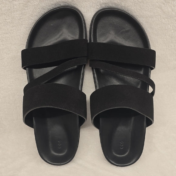 COS | Shoes | Cos Black Suede Leather Slide Sandals | Poshmark